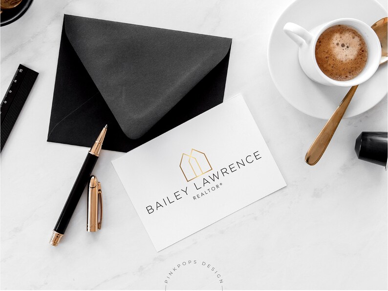 Gold Realtor Logo Canva Logo Template Rose Gold Real Estate | Etsy