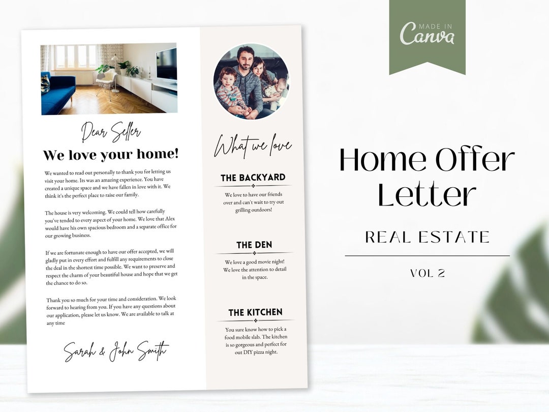 Real Estate Home Offer Letter, Real Estate Buyer Offer Letter, Real ...
