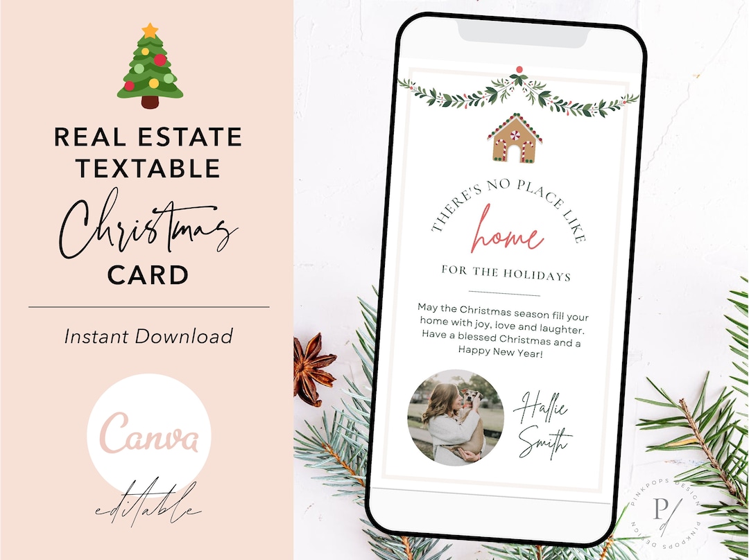 Real Estate Christmas Card, Textable Holiday Marketing (digital ...