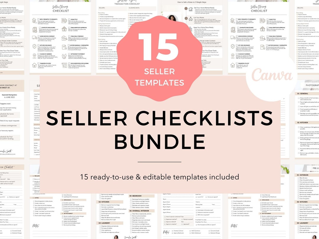 Seller Checklists Bundle, Real Estate Marketing, Seller Templates ...