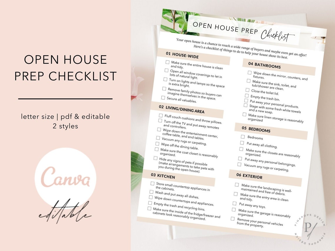 Open House Prep Checklist Real Estate Marketing Showing Prep - Etsy