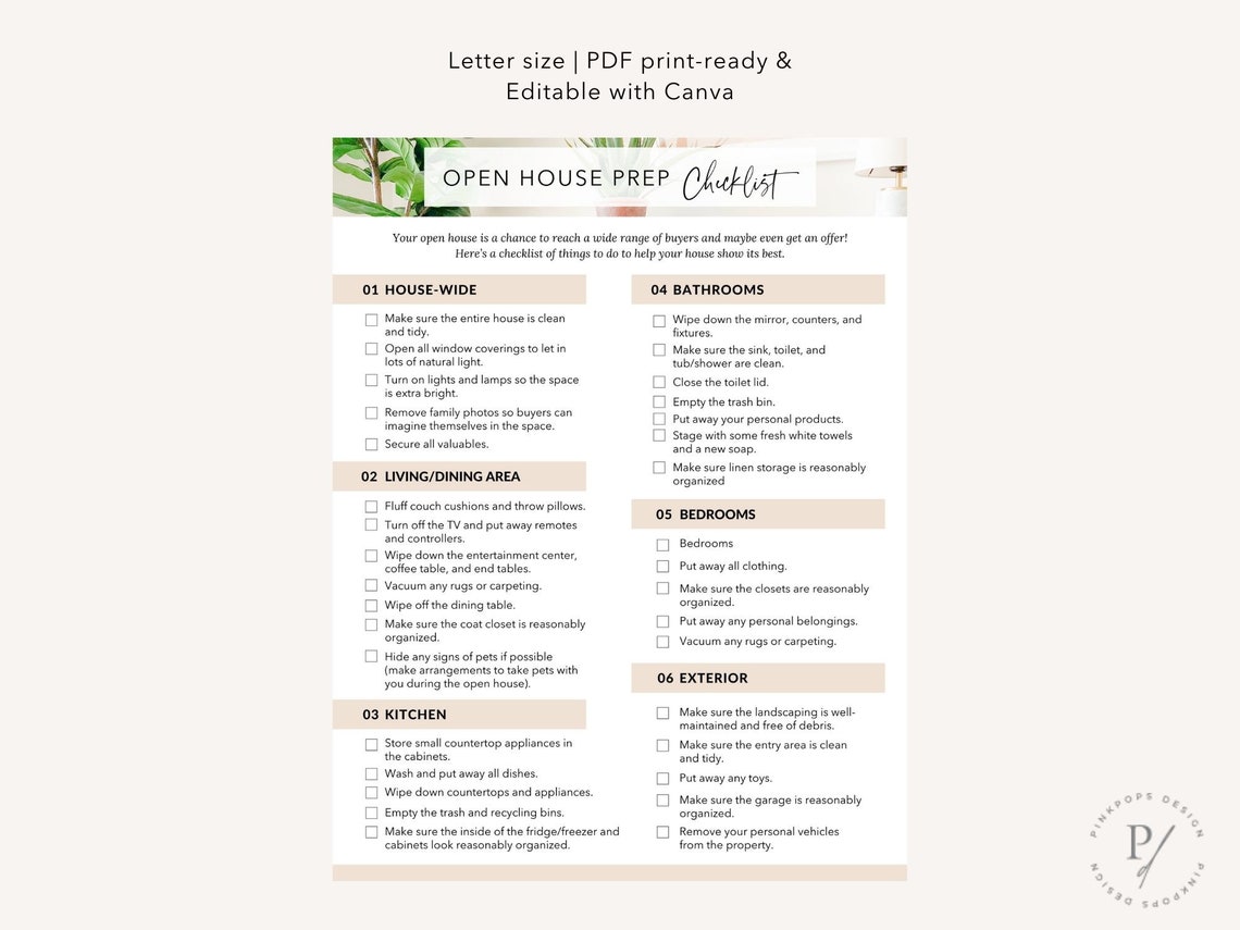 Open House Prep Checklist Real Estate Marketing Showing Prep - Etsy