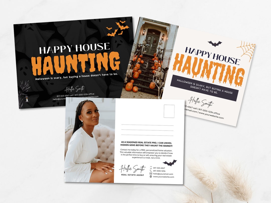 Halloween Real Estate Postcard, Halloween House Hunting, Real Estate ...