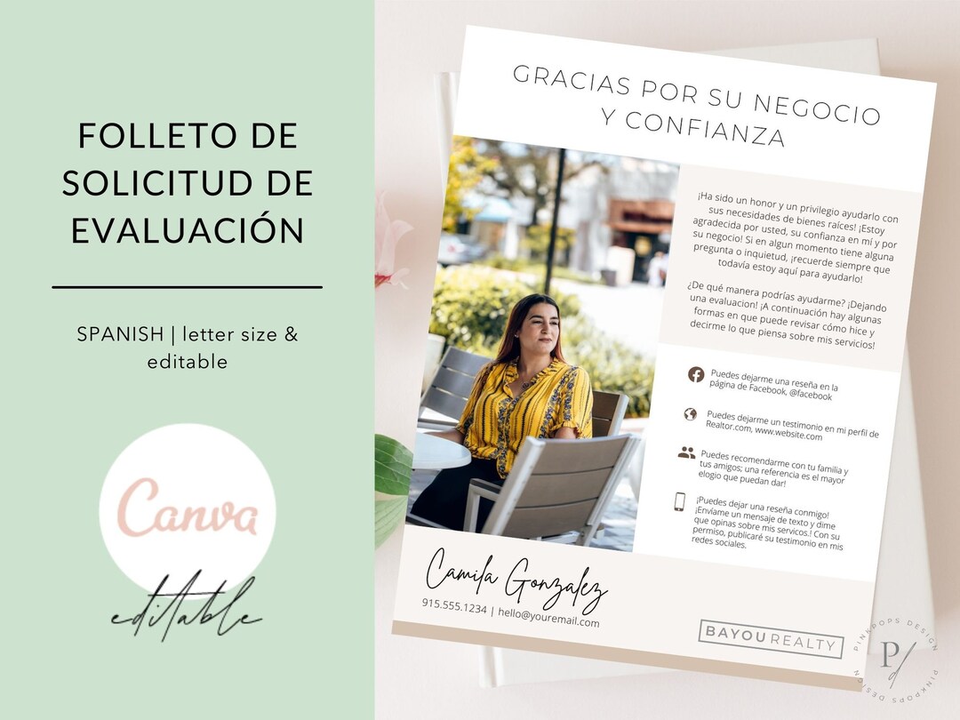 Spanish Client Review Request Flyer, Bilingual Real Estate Marketing ...
