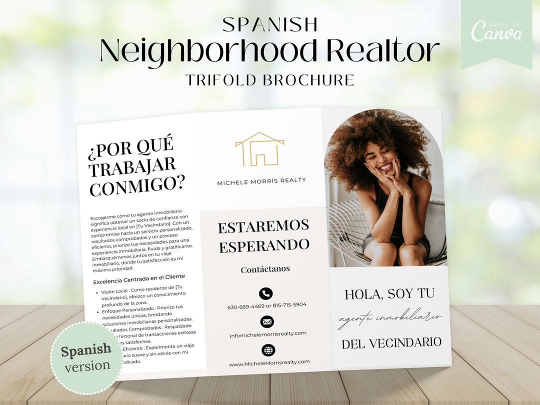 Spanish Neighborhood Realtor Brochure, Canva Template (digital Download ...