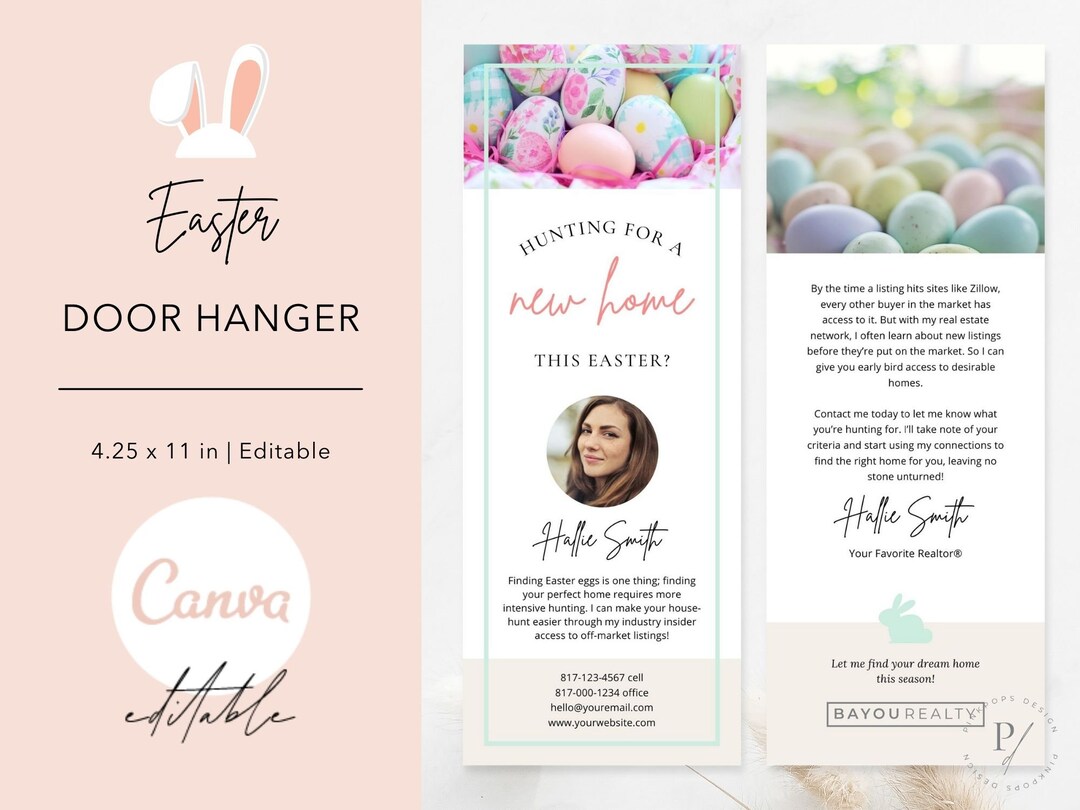Real Estate Easter Door Hanger Template, Digital File, Hunting for A ...