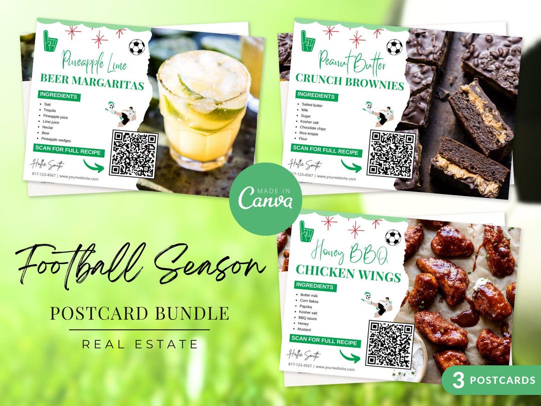 Real Estate Football Season Recipe Postcard Bundle | Football Season ...