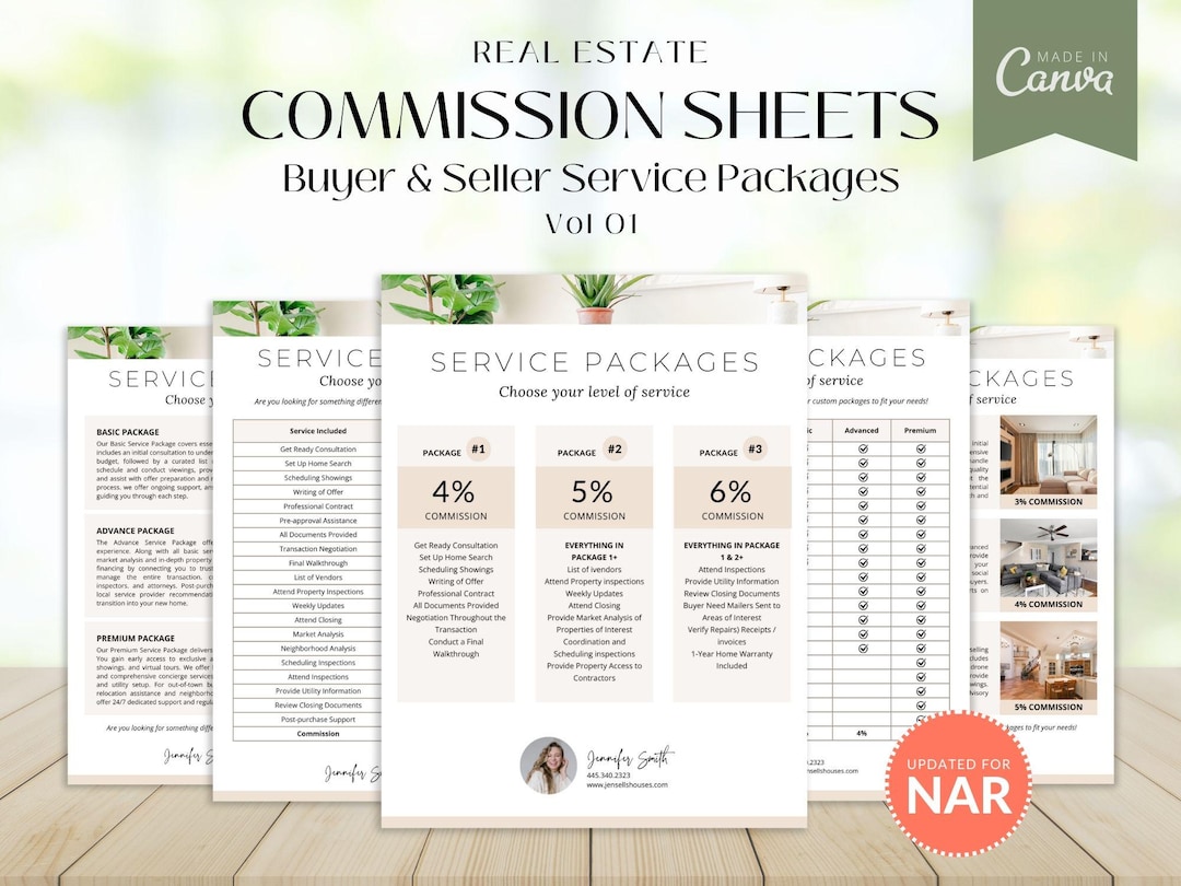 Real Estate Commission Templates | Buyer & Seller Packages (canva) - Etsy