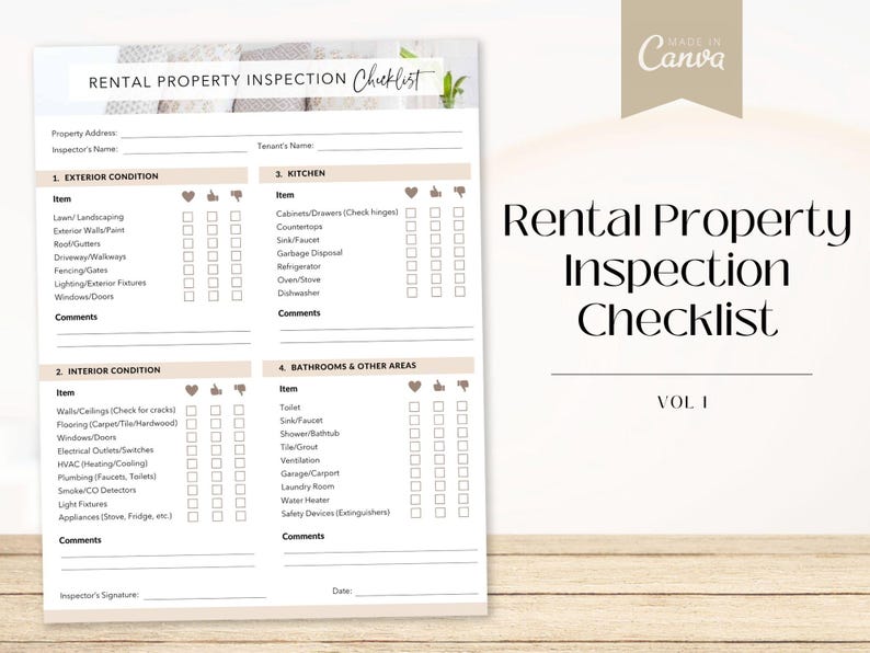 Rental Property Inspection Checklist | Real Estate Template (canva) - Etsy