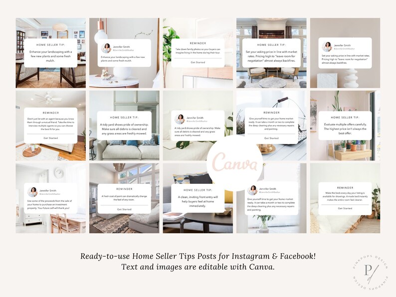 Real Estate Instagram Posts, Home Seller Tips, Canva Templates (digital ...