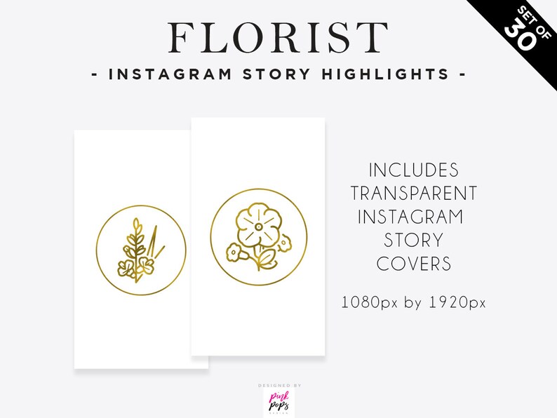 Gold Florist Instagram Highlights Flower Instagram Story | Etsy