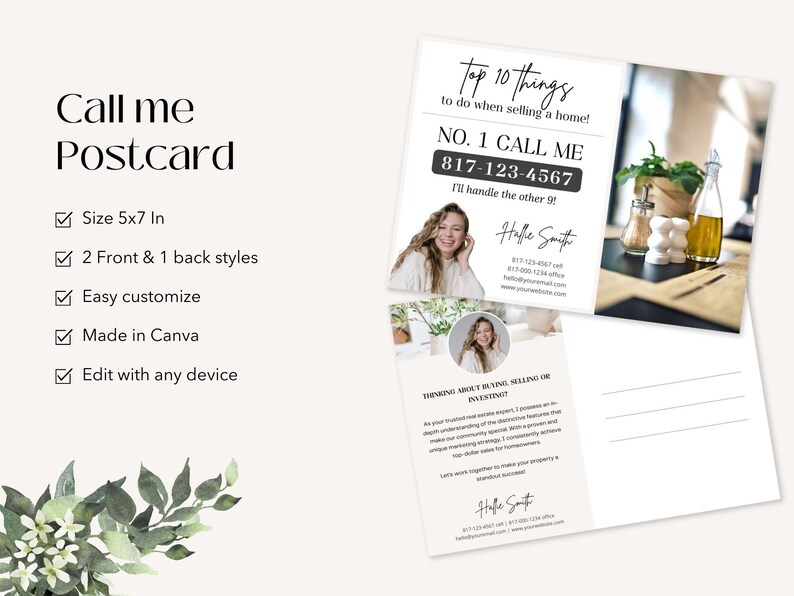 Real Estate Marketing Postcard | Call Me Template (canva Editable) - Etsy