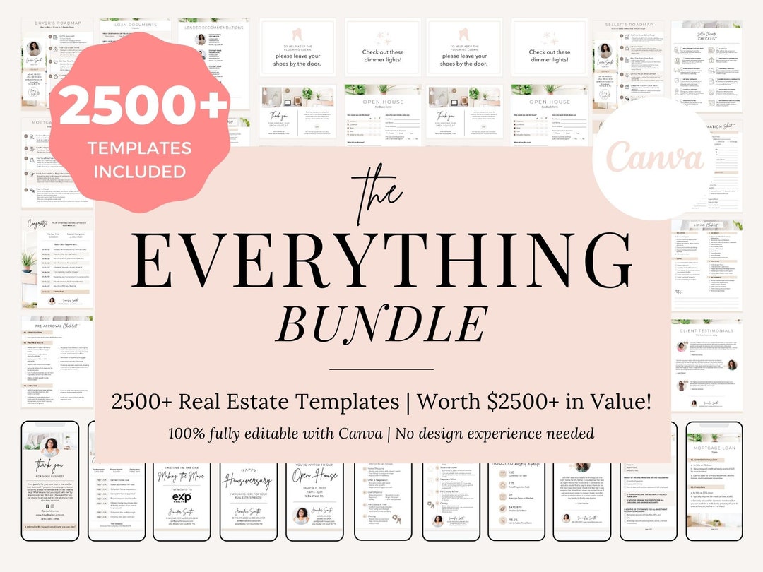 Real Estate Marketing Bundle, Real Estate Templates Canva, Real Estate ...