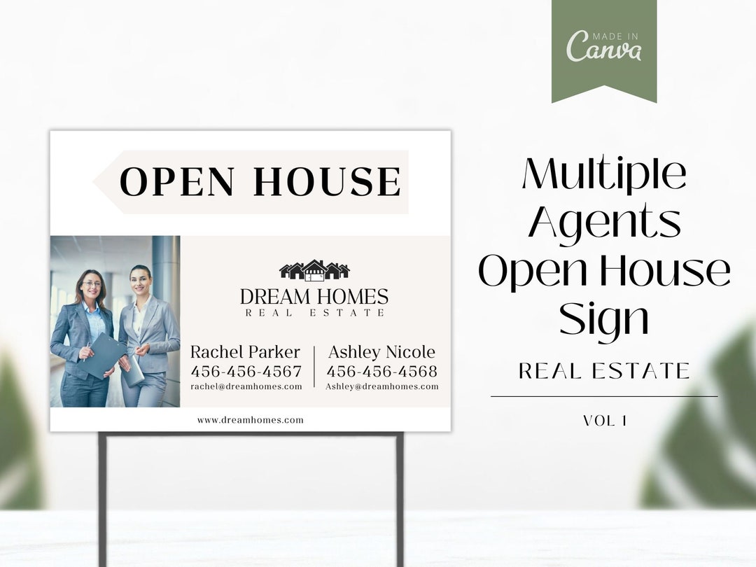 Real Estate Open House Sign Template | Multiple Agents (canva) - Etsy