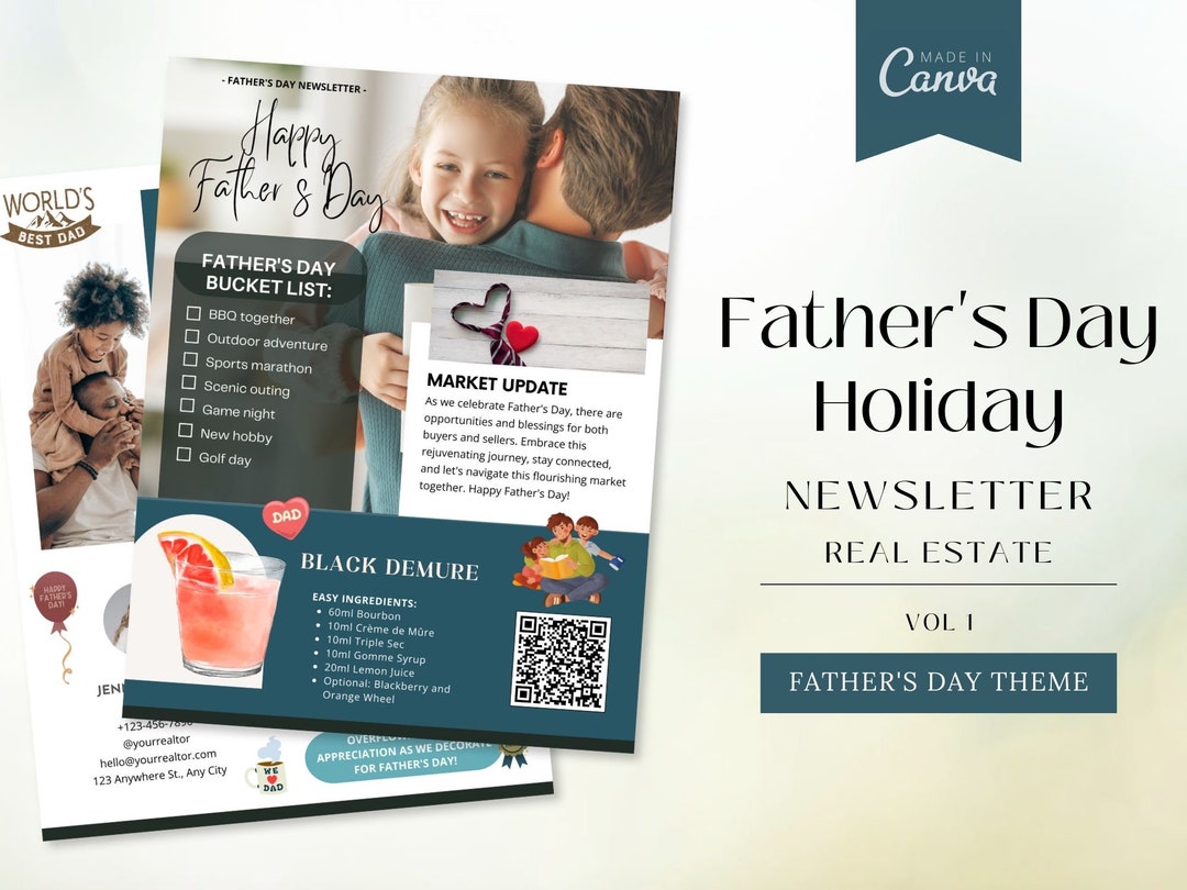 Real Estate Father's Day Newsletter, Canva Template - Etsy