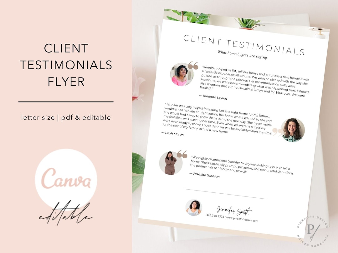 Real Estate Client Testimonial Flyer, Canva Template (digital Download ...