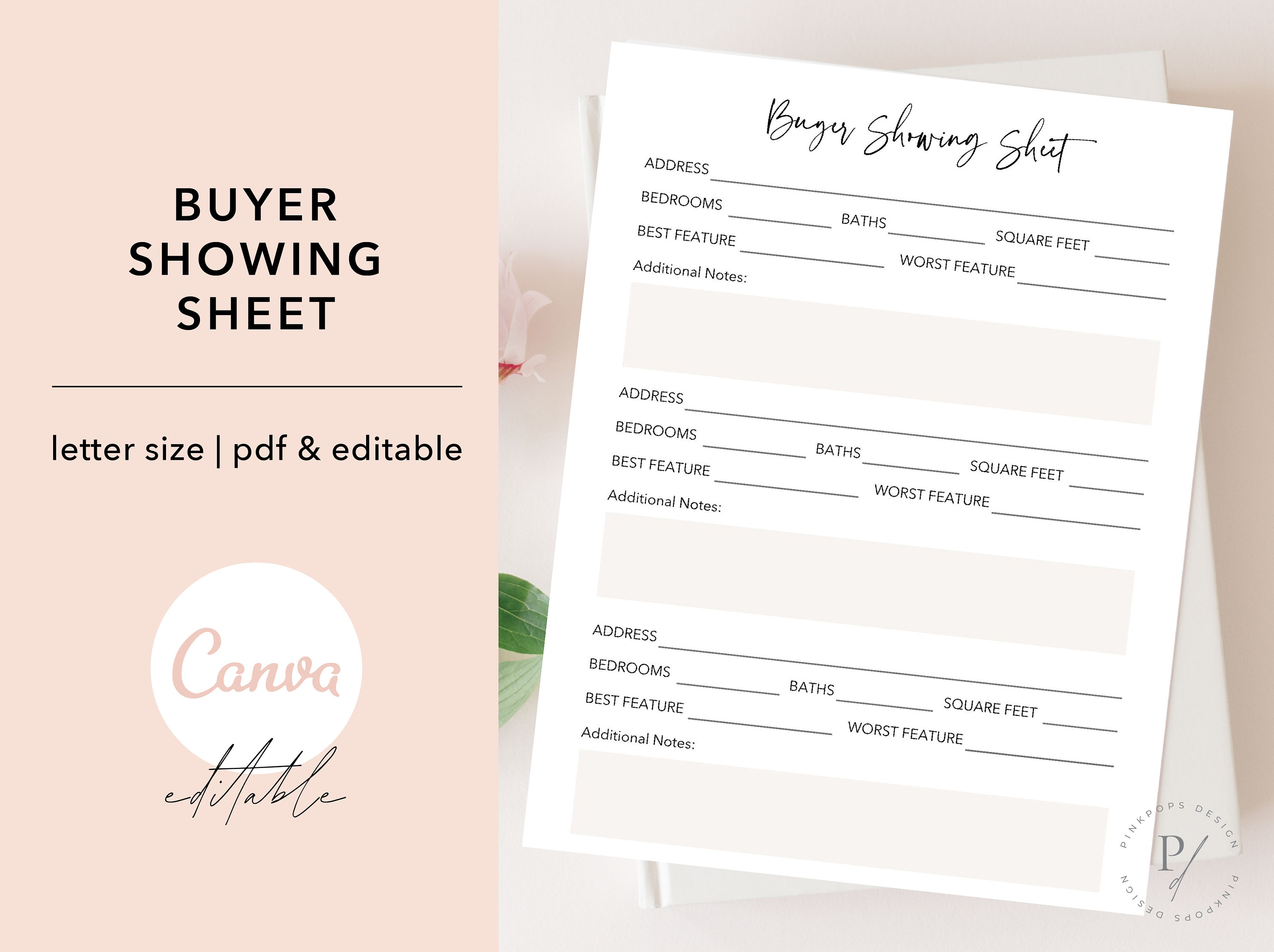 Buyer Showing Sheet Real Estate Marketing Open House Form - Etsy