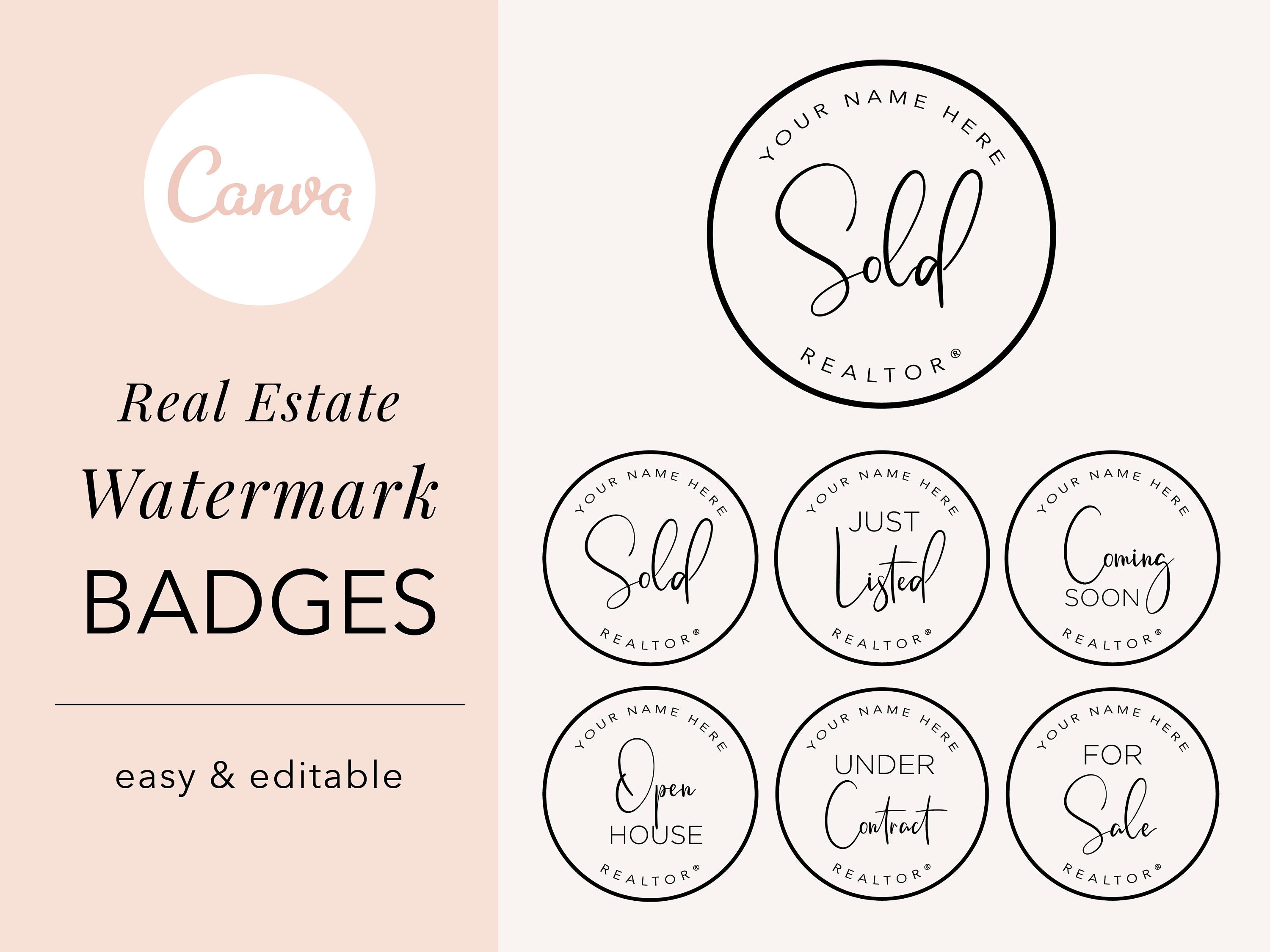 Black Real Estate Watermarks Real Estate Badges Realtor | Etsy