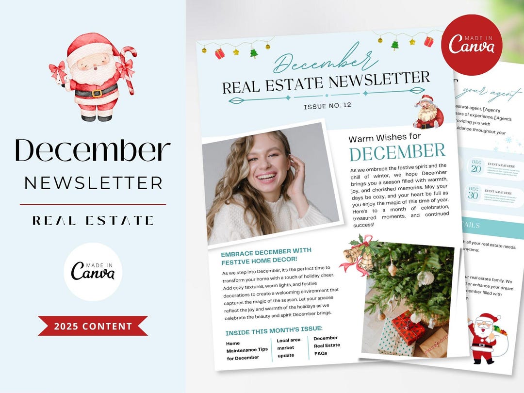 Real Estate December Newsletter Template, Winter 2025 (canva) - Etsy