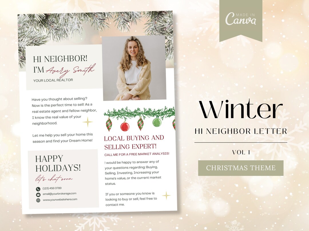 Real Estate Christmas Hello Neighbor Letter | Winter Marketing (canva ...