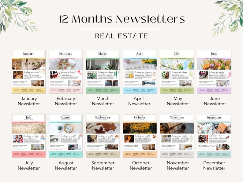Real Estate Monthly Newsletter Bundle, Canva Template - Etsy