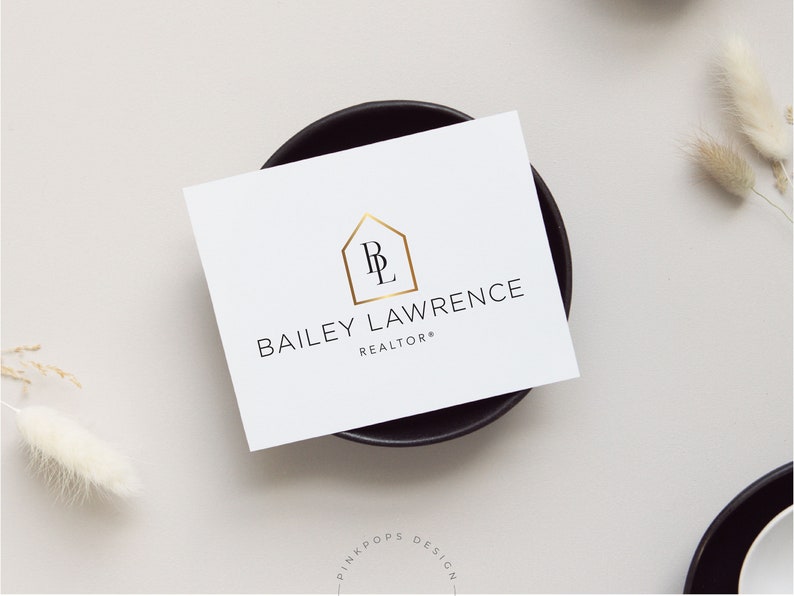 Gold Realtor Logo Canva Logo Template Rose Gold Real Estate - Etsy