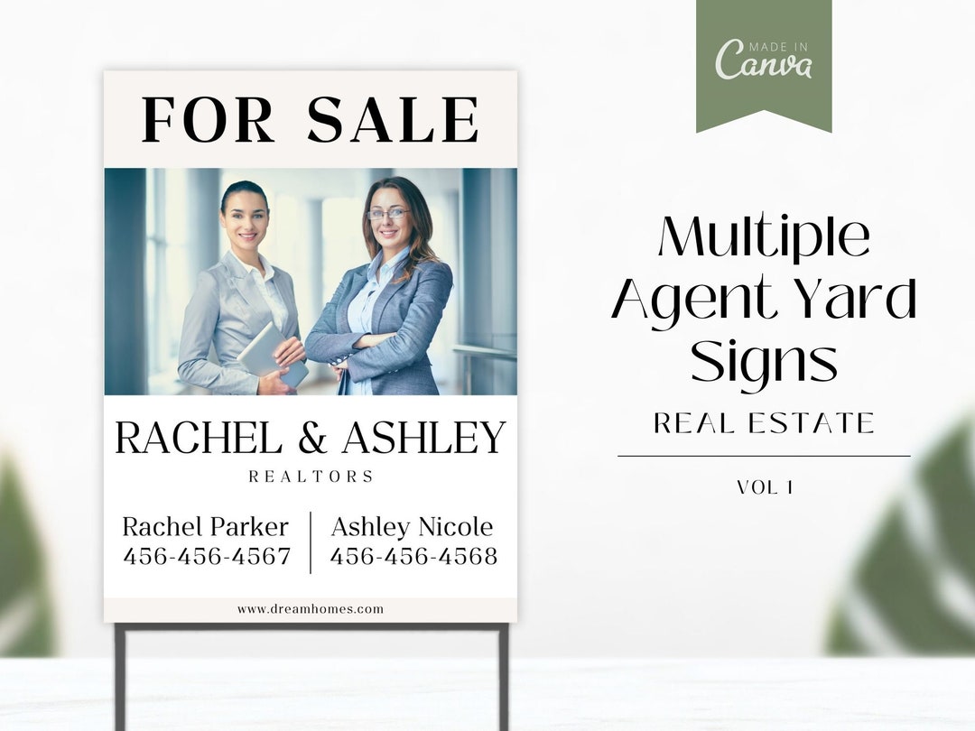 Multiple Agent Yard Signs | Canva Real Estate for Sale Sign Template ...