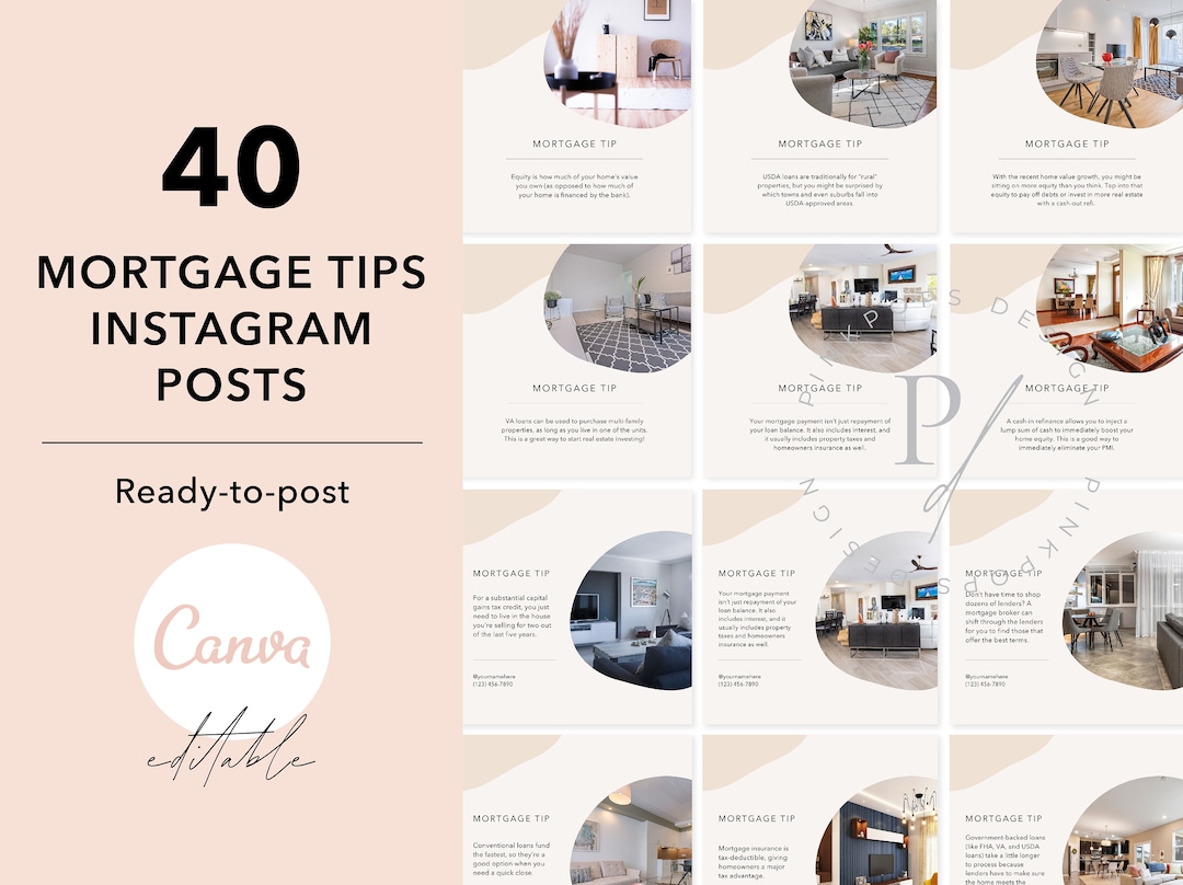 Mortgage Tips Instagram Posts, Real Estate Marketing (canva Editable ...