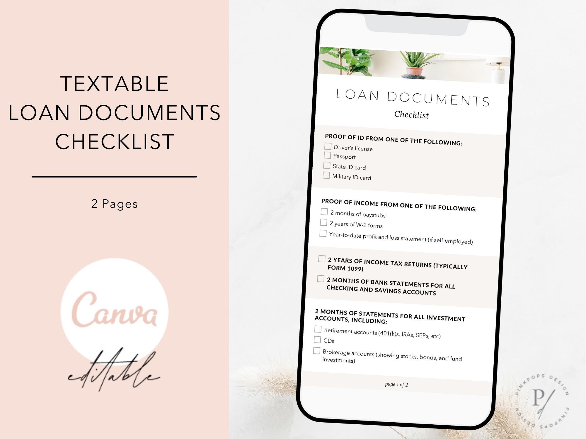 Textable Loan Documents Checklist Loan Checklist Real Estate - Etsy