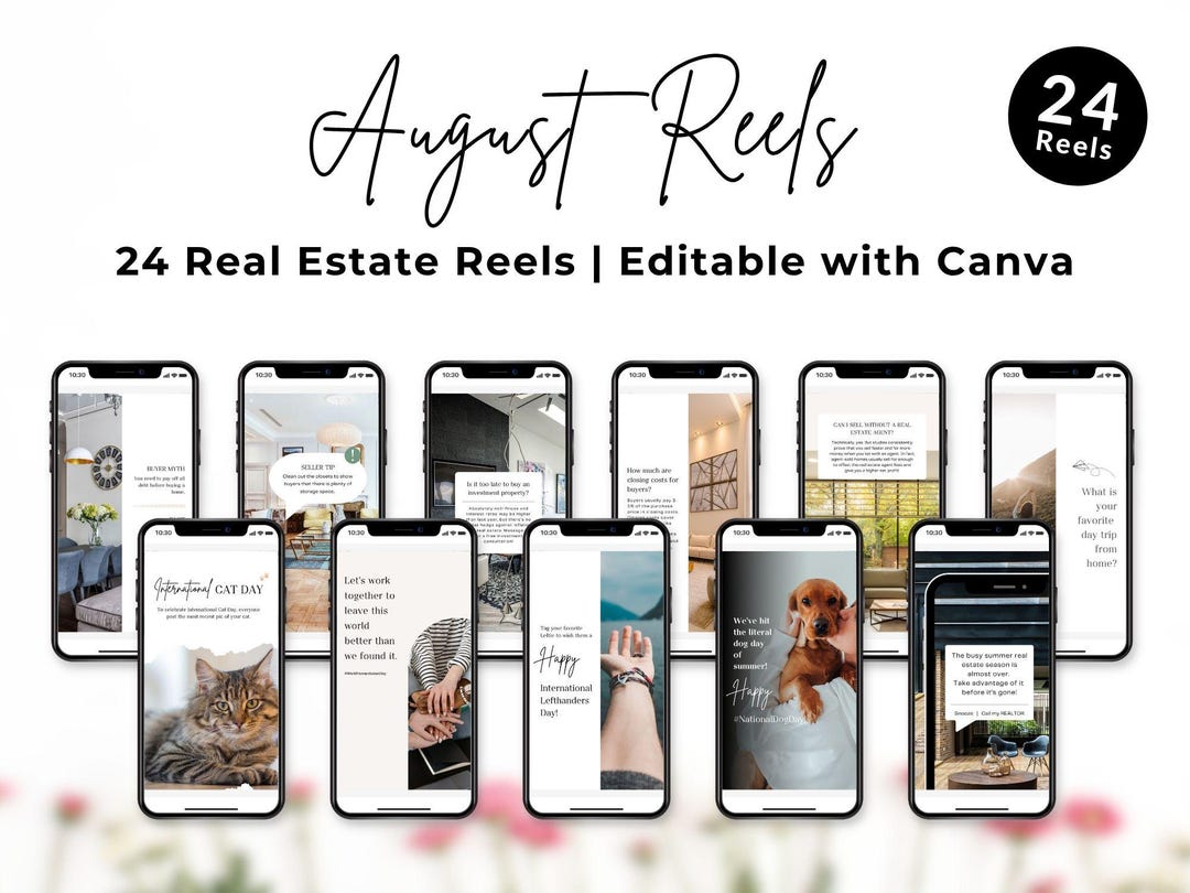 August Real Estate Instagram Reels | Canva Templates (digital Download ...