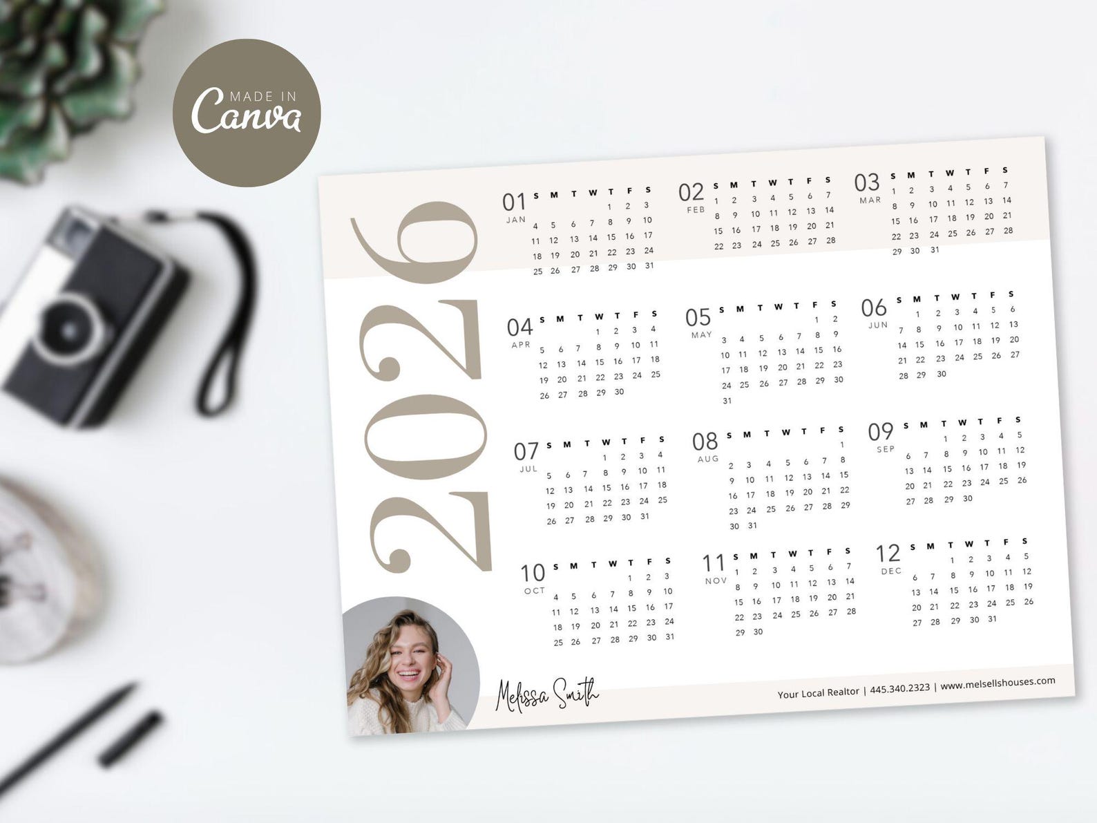 2026 Real Estate Calendar Magnet, Canva Editable (digital Download) - Etsy