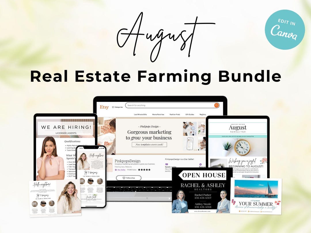 Real Estate August Farming Bundle, Real Estate Summer Marketing, Real ...