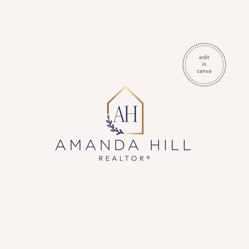 Gold Realtor Logo Canva Logo Template Rose Gold Real Estate - Etsy