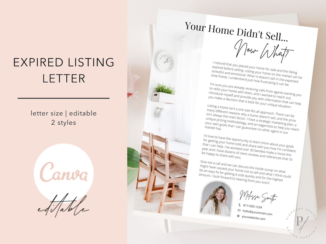 Expired Listing Letter Template, Real Estate Marketing Flyer (canva ...
