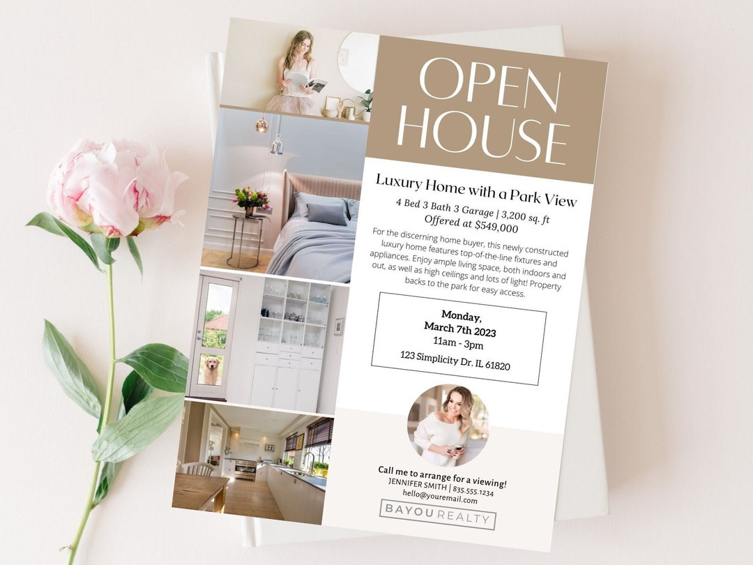 Elegant Open House Flyer Template, Real Estate Marketing (canva ...