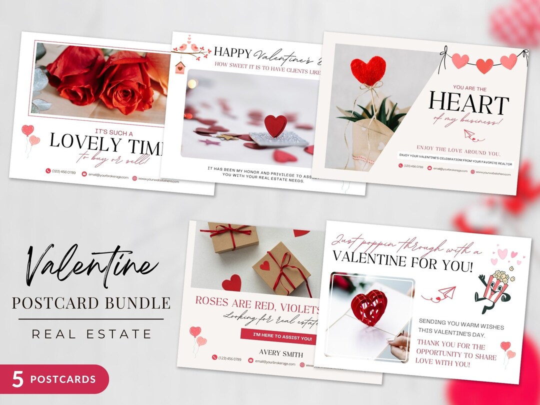 Real Estate Valentine Postcard Bundle | Realtor Marketing (canva ...