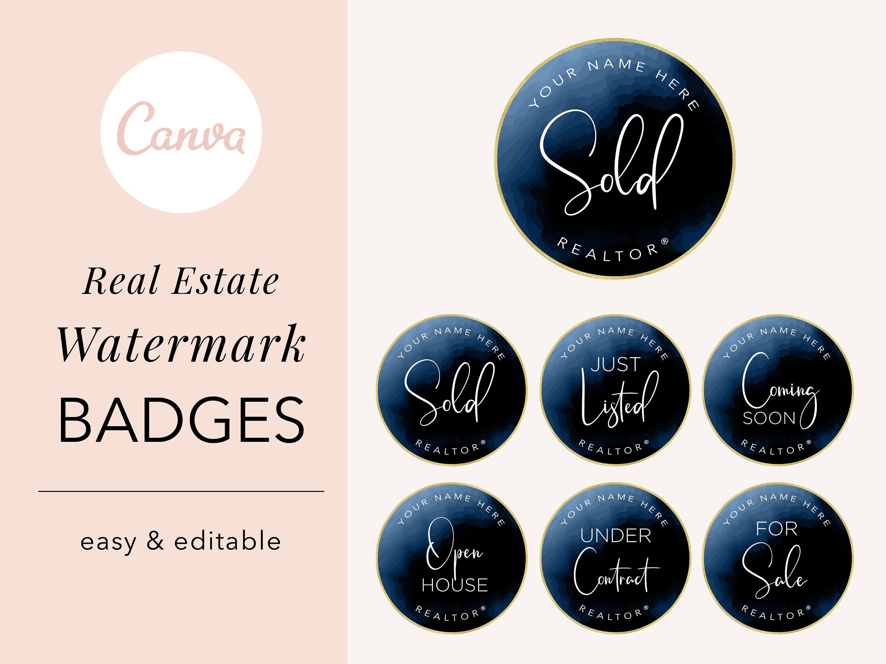 Real Estate Watermarks Real Estate Badges Realtor Logo Sold - Etsy UK