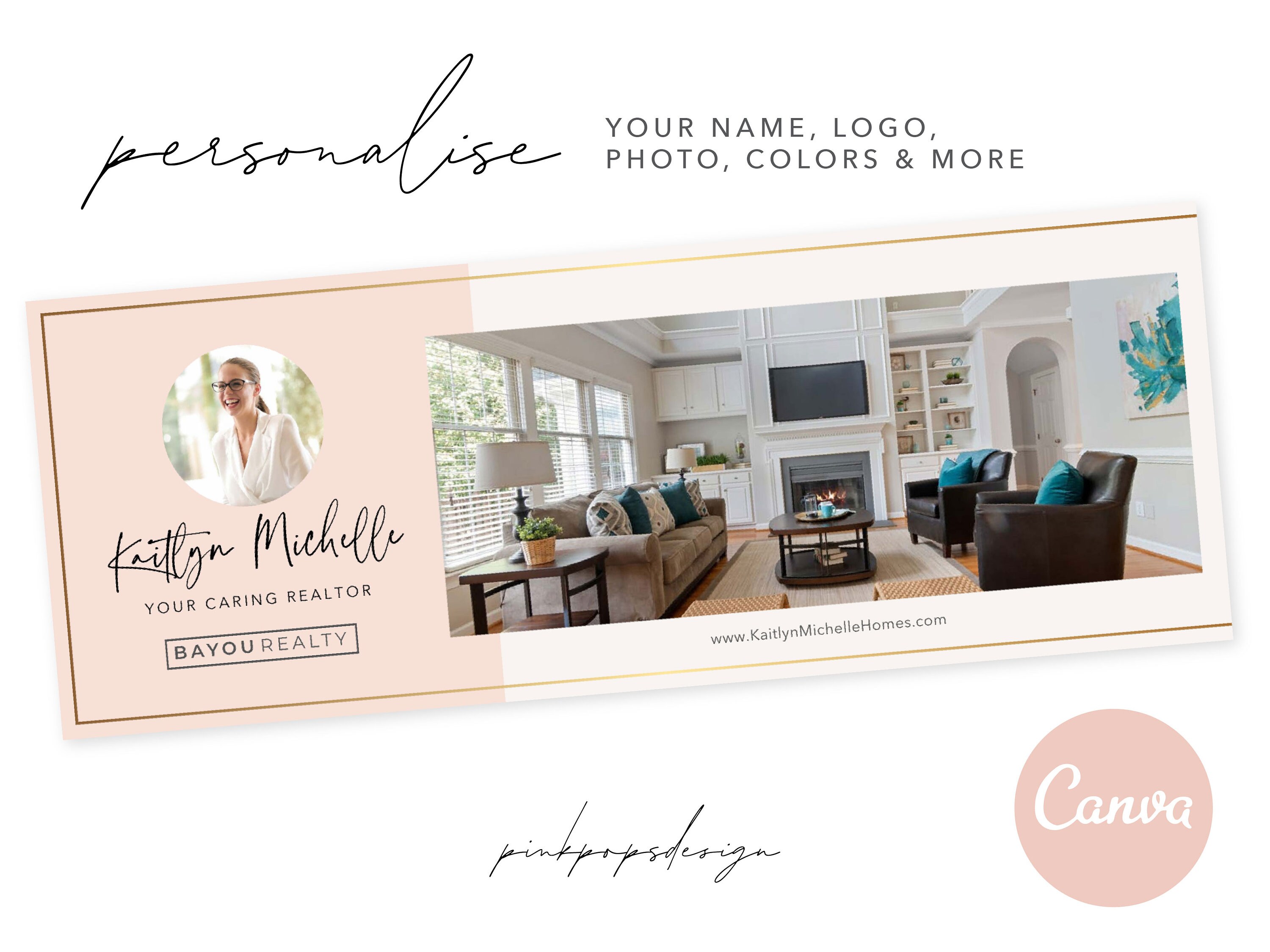 Blush Pink Real Estate Facebook Banner Real Estate Marketing - Etsy