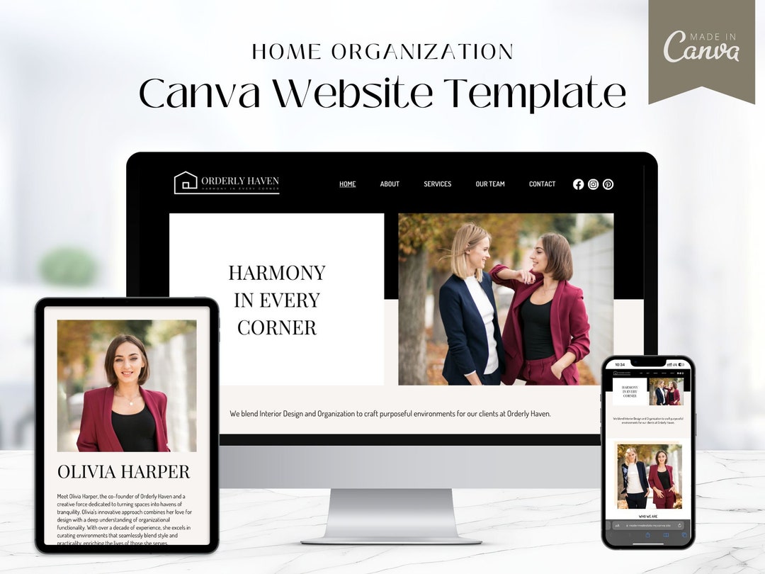Home Organization Canva Website Template | Business Website - Etsy