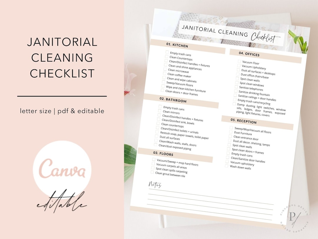 Janitorial Cleaning Checklist, Professional Cleaning Services Checklist ...