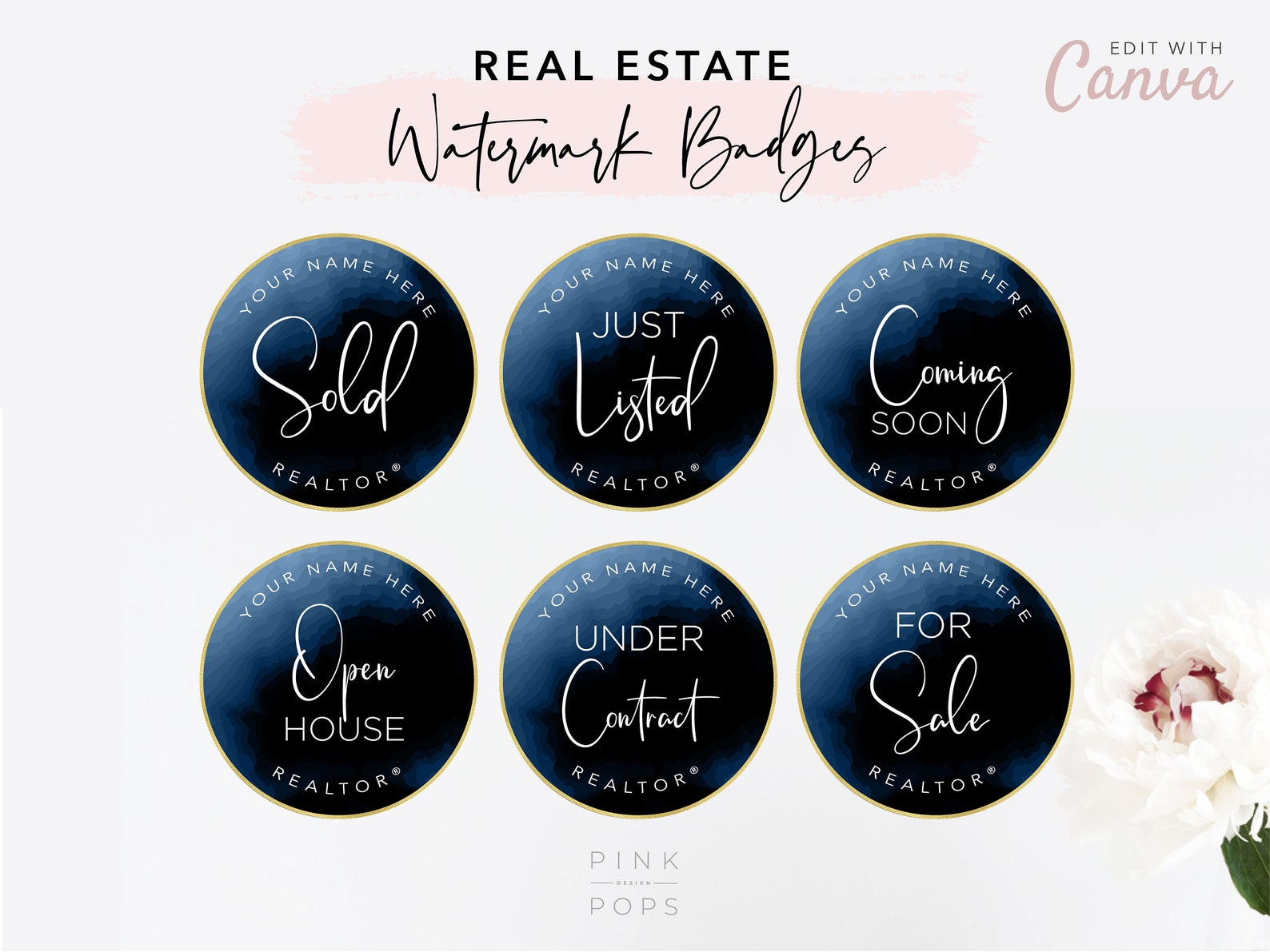 Real Estate Watermarks Real Estate Badges Realtor Logo Sold | Etsy