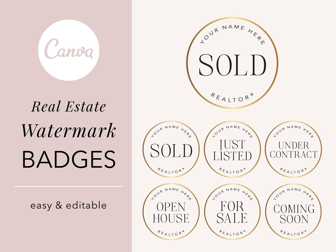 Real Estate Watermarks, Real Estate Badges, Realtor Logo, Sold ...