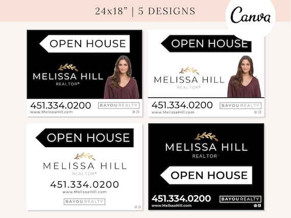 Open House Sign 18x24 BLACK Canva Real Estate Open House Sign - Etsy