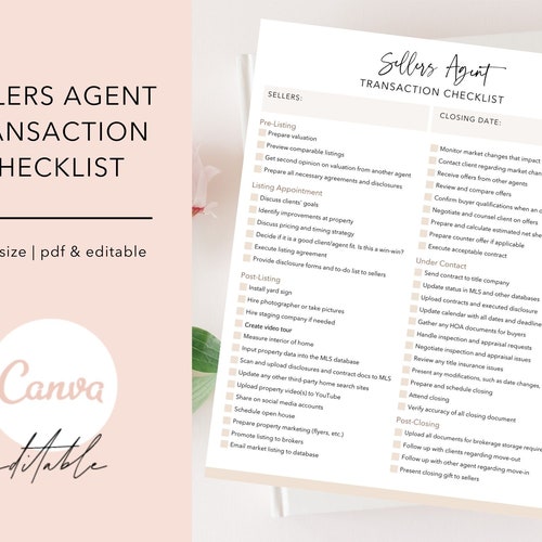 Buyers Agent Transaction Checklist Real Estate Marketing - Etsy