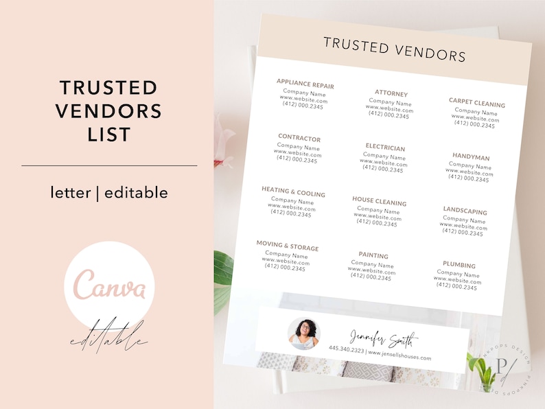 Trusted Vendors List Real Estate Marketing Trusted Vendors | Etsy