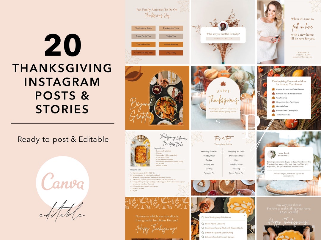 Thanksgiving Real Estate Instagram Templates, Real Estate Fall ...