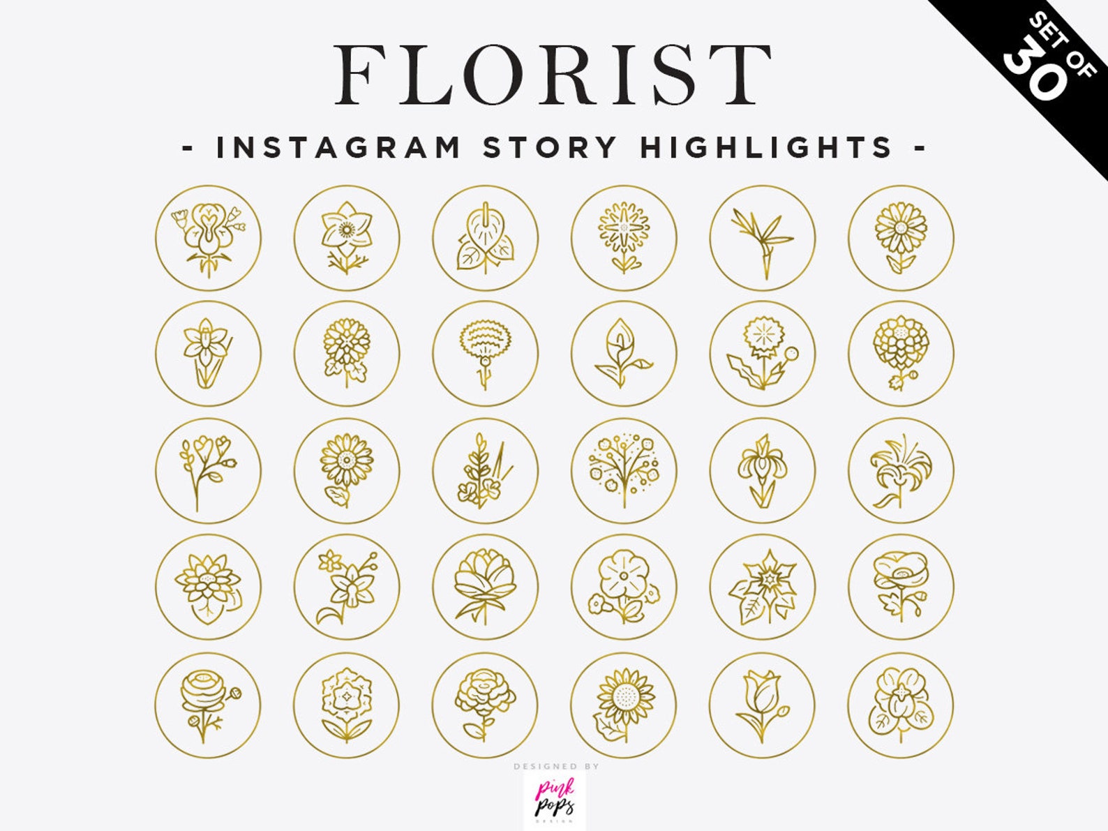 Gold Florist Instagram Highlights Flower Instagram Story | Etsy