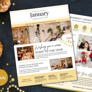 Real Estate January Newsletter 2024, Minimalist Canva Template - Etsy