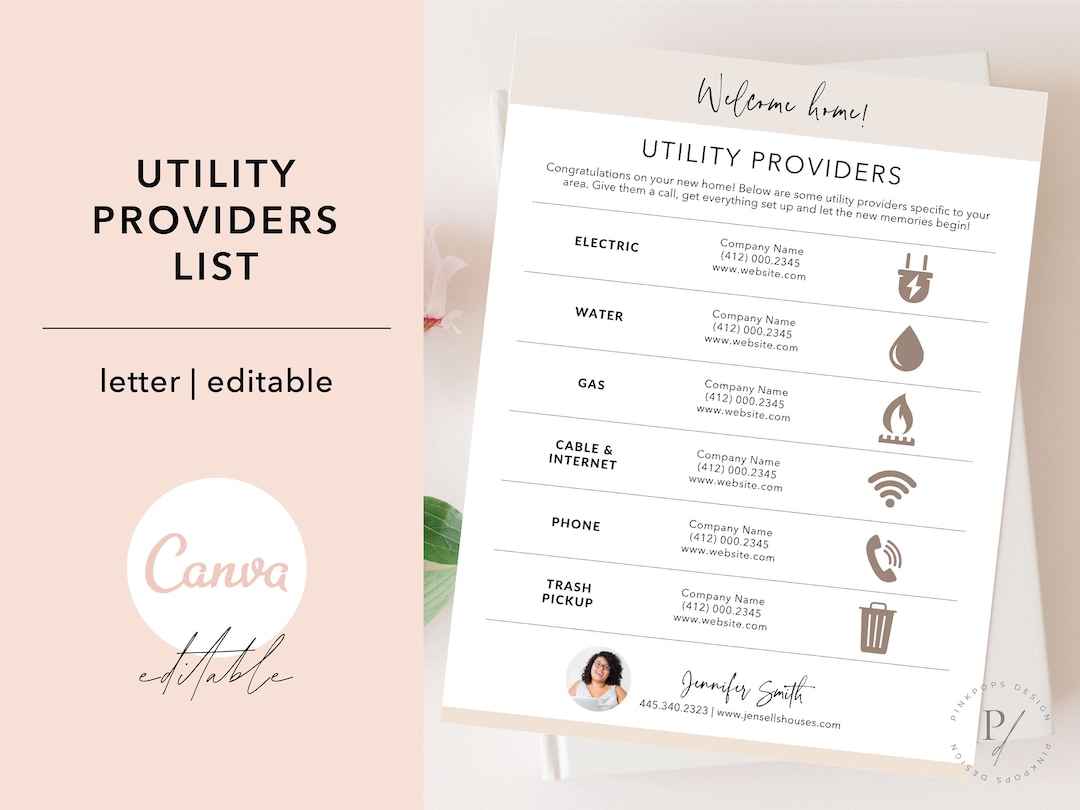 Utility Providers Flyer, Real Estate Marketing, Utility Providers List ...