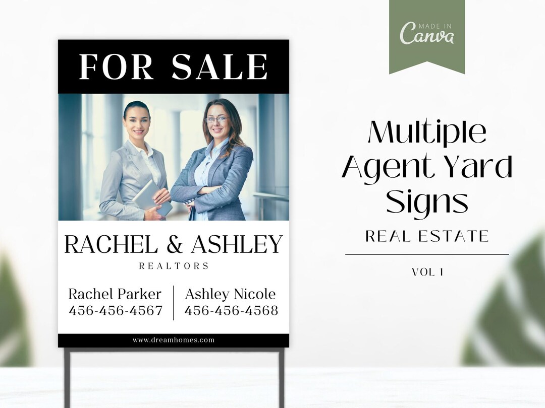 Multiple Agent Yard Signs | Canva Real Estate for Sale Sign Template ...